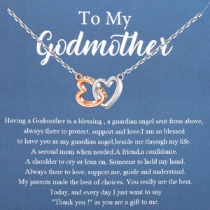 lqri godmother necklace to my godmother gift christian jewelry two connected heart necklace gift from goddaughter godson (godmother necklace)