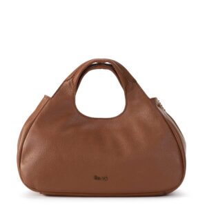 the sak rylan mini satchel in leather, convertible purse with adjustable crossbody strap, tobacco