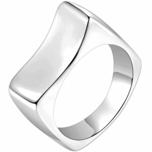 jude jewelers stainless steel square curved shape wedding band statement chunky cocktail party ring (silver, 5)