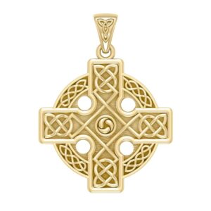 celtic cross triskele solid gold pendant gtp477 18k