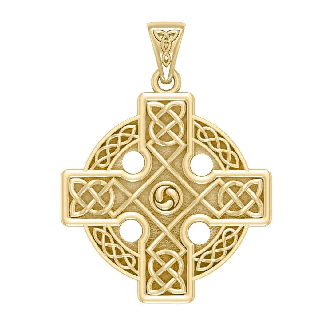 Celtic Cross Triskele Solid Gold Pendant GTP477 18K