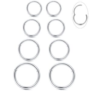 loyallook g23 titanium hinged clicker segment nose rings hoop septum nose lip ring hoop for women men helix cartilage daith tragus sleeper earrings body piercing improved 16g silver tone