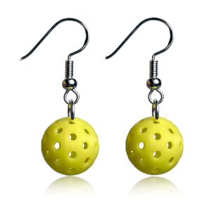 pickleball dangle earrings, accessory earrings for pickleball, 1.2cm yellow pickleball earrings