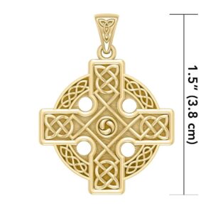 Celtic Cross Triskele Solid Gold Pendant GTP477 18K