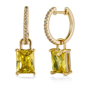 mabarri womens dainty 14k gold plated crystal drop dangle earrings for women trendy,women's rhinestone earrings dangling（peridot）