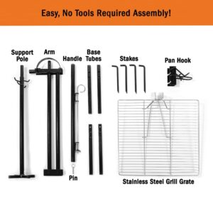 Authentik BuzzyGrill Camping Grill Features Stainless Steel Grate and Includes Cast Iron Cookware Hook Attachment