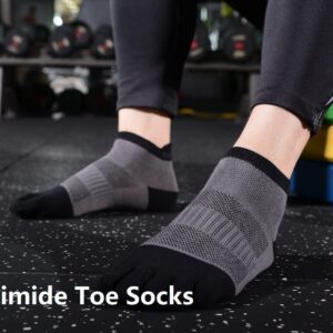 limide Men's Cotton Toe Socks Five Finger Socks Compression Crew No Show Athletic Socks for Running 4 Pairs(Size 7-11)