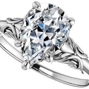 Moissanite World 1 CT Pear Colorless Moissanite Engagement Ring for Women/Her, Wedding Bridal Ring Set, Eternity Sterling Silver Solid Gold Diamond Solitaire 5-Prong Set for Her (9)