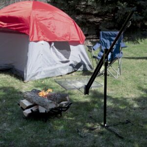 Authentik BuzzyGrill Camping Grill Features Stainless Steel Grate and Includes Cast Iron Cookware Hook Attachment