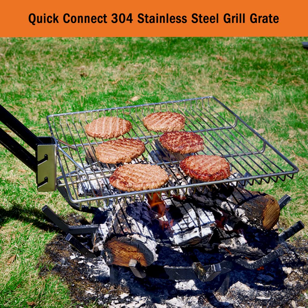 Authentik BuzzyGrill Camping Grill Features Stainless Steel Grate and Includes Cast Iron Cookware Hook Attachment