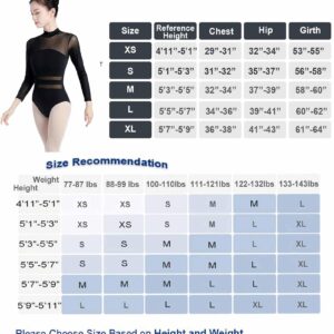 Daydance Turtleneck Long Sleeve Leotards for Women Ballet, Dance, Gymnastics, Aerial Yoga