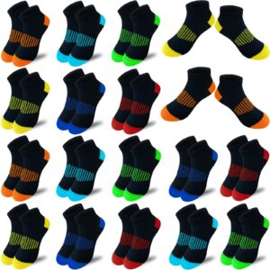 jamegio boy socks 18 pairs kids low cut socks half cushion sport ankle athletic sock for little big kids(7-10 years)