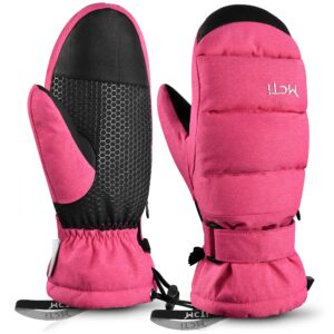 mcti ski mittens women's snow mitten touch screen waterproof insulated quilted mitts with hidden zipper