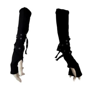 heibai xiong punk arm warmers for women goth fingerless grunge gloves arm sleeves y2k