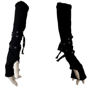 HeiBai Xiong Punk Arm Warmers For Women Goth Fingerless Grunge Gloves Arm Sleeves Y2K