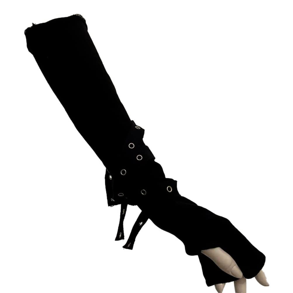 HeiBai Xiong Punk Arm Warmers For Women Goth Fingerless Grunge Gloves Arm Sleeves Y2K