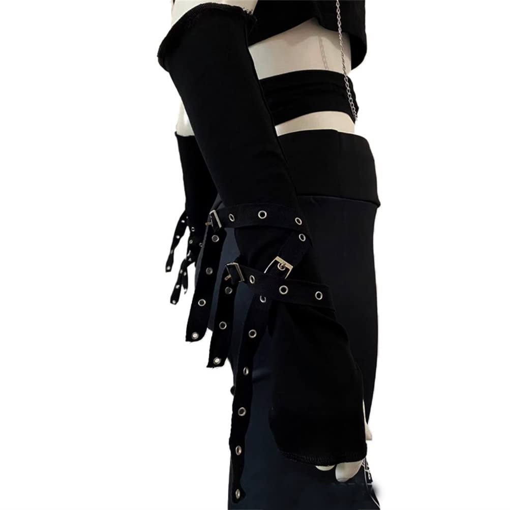 HeiBai Xiong Punk Arm Warmers For Women Goth Fingerless Grunge Gloves Arm Sleeves Y2K