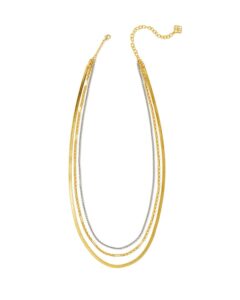 kendra scott taytum multi strand necklace in silver-plated brass, fashion jewelry for women, mixed metal