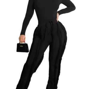 Vakkest Tassel Bodycon Long Pants Tracksuit Sets for Women Ladies Girls Females Two Piece Outfits Activewear Sweatpants