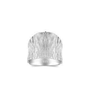 minddha 925 sterling silver women's statement ring- handmade silver chunky ring, thick wide silver ring for women, designer large ring, silver hammered ring, statement jewelry for women, 17mm width - size 9