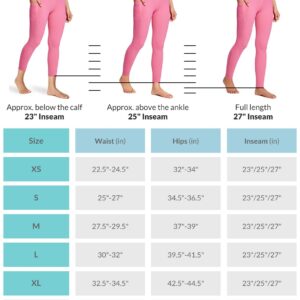 BALEAF Leggings for Women Tummy Control with Pockets Deep Workout High Waisted Athletic 7/8 Gym Ultra Soft Petite Yoga Ankle Pants Hot Pink 2XL