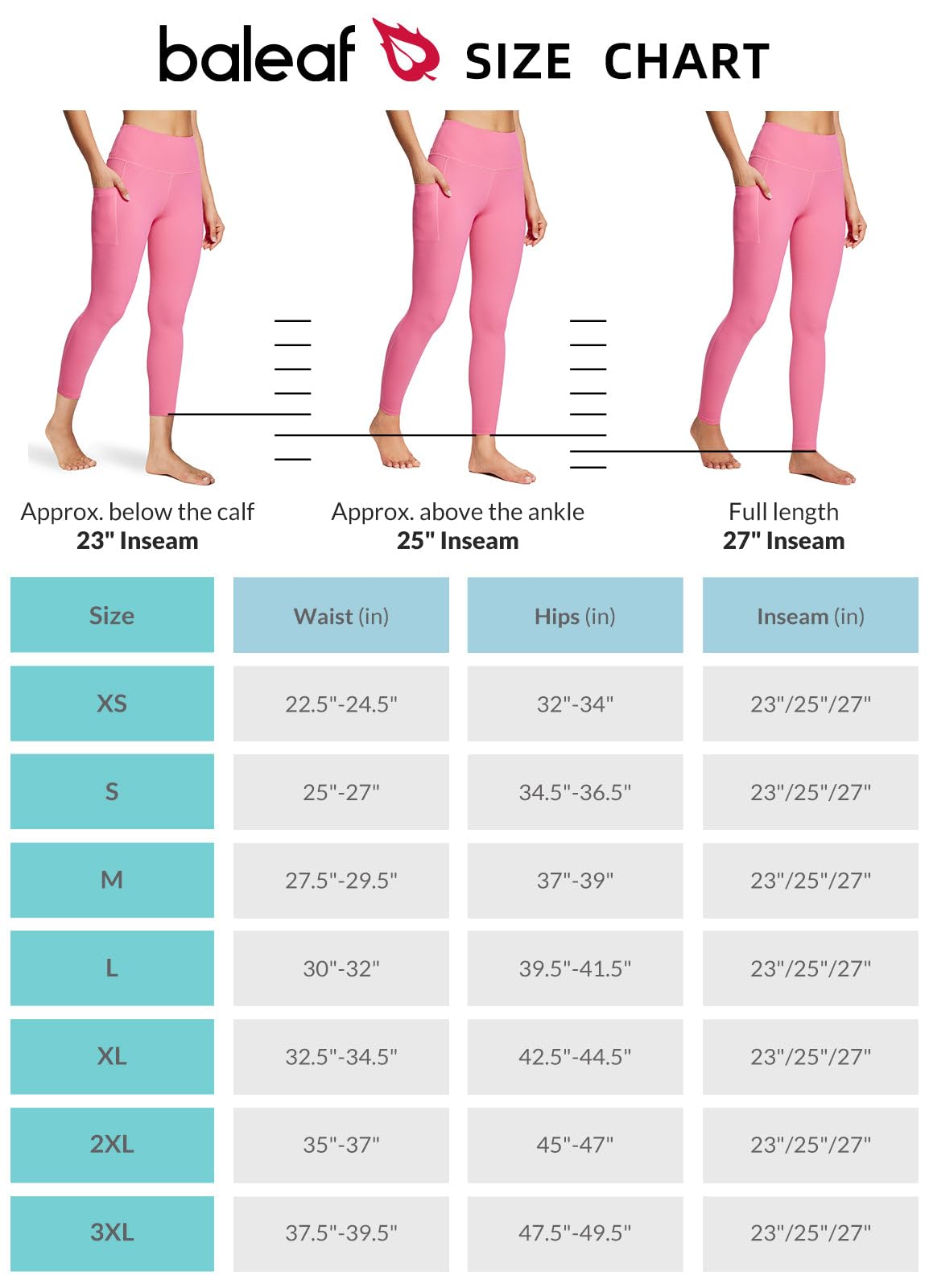 BALEAF Leggings for Women Tummy Control with Pockets Deep Workout High Waisted Athletic 7/8 Gym Ultra Soft Petite Yoga Ankle Pants Hot Pink 2XL