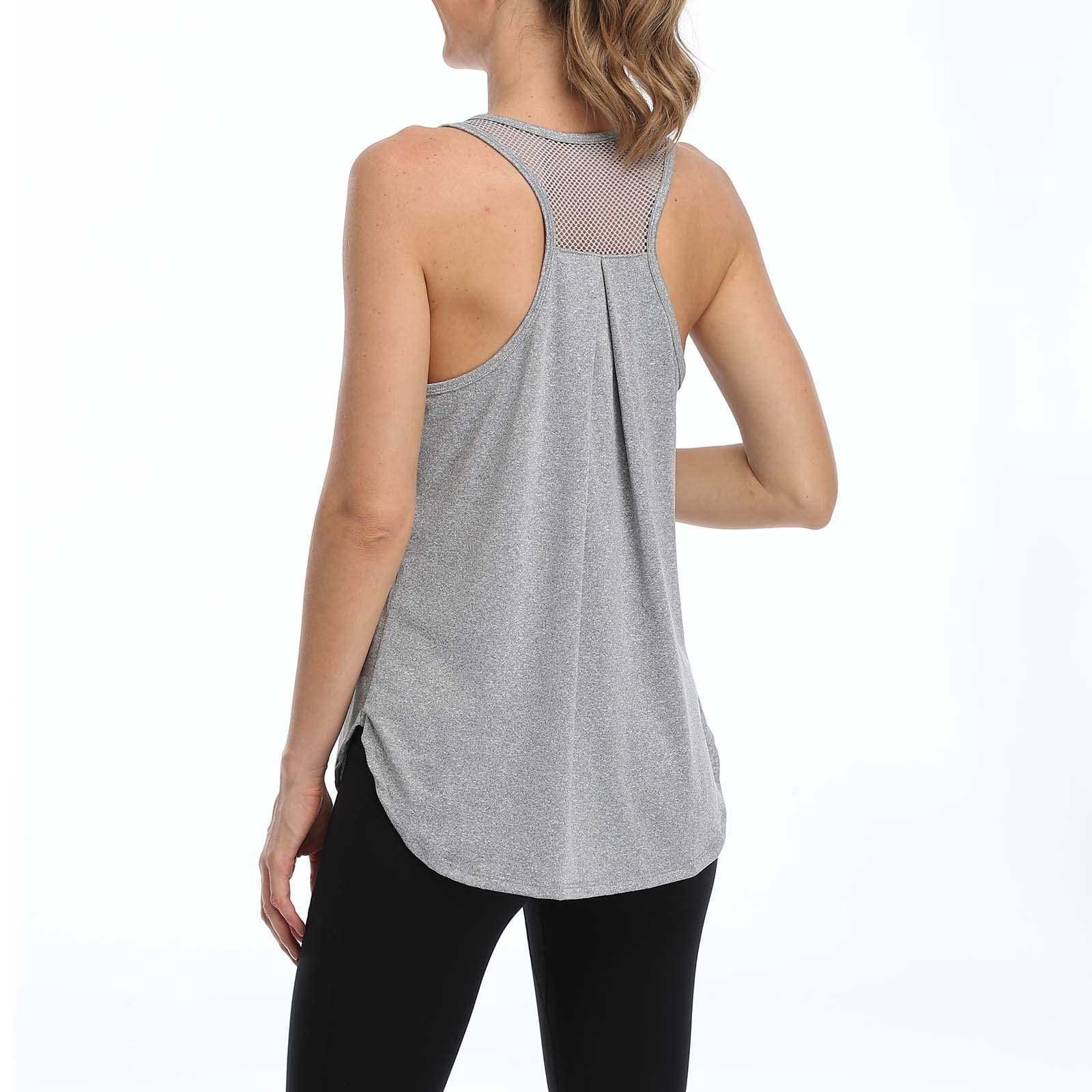 FOLIN Women's Sports Tank Tops Mesh Open Tank Tops for a Variety of Sports and Everyday Wear(Pack of 2) Grey, X-Large