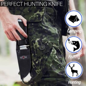 Bundle of 2 Items - Pocket Knife - Survival Military Foldable Knife - Best Outdoor Camping Hunting Folding Knife - Bushcraft Field Gear Accessories Tool - Fixed Blade Sharp Knofe with Rubber Handle