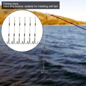 Natudeco No. 6 Triple Fishing Hooks, 6Pcs Tackle Treble Hooks Kit Reusable Barracuda Hook with Barbed Tips for Catching Barracuda and Other Large Fish