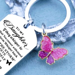 To My Daughter Keychain Daughter Gifts from Mom Birthday Gifts for Daughter Inspirational Gifts for Badass Daughter Back to School Teen Girls Accessories