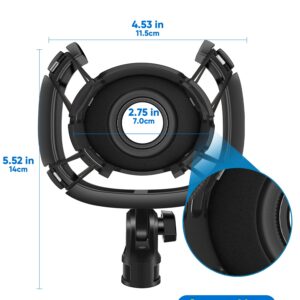 Etour [Newest &Ultra-Durable] atr2500x Microphone Shock Mount with Pop Filter [Custom Built for atr2500x] Anti-Vibration Suspension Shock Mount Holder Clip for Audio Technica atr2500x Mic