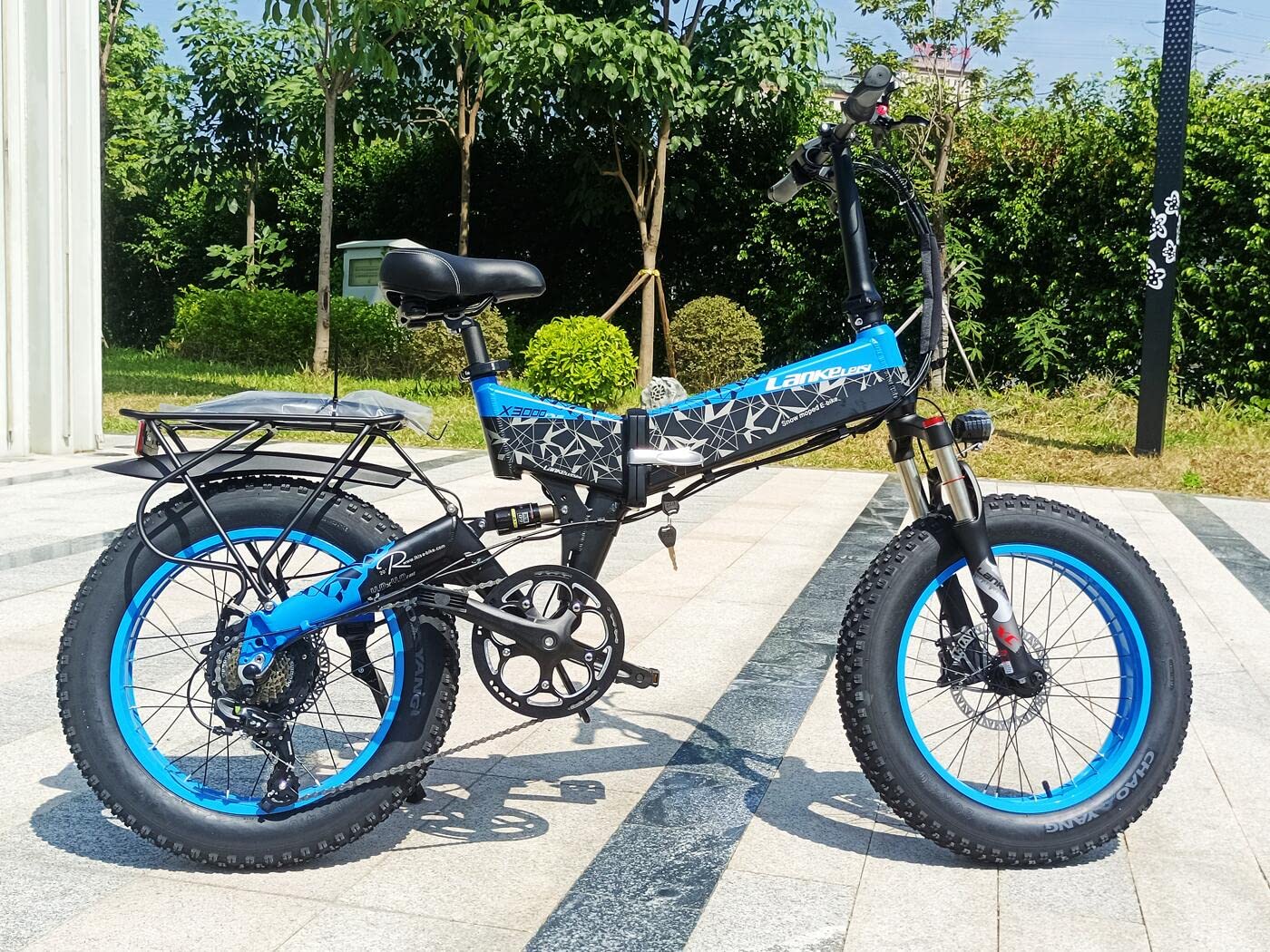 iRonsnow Lankeleisi 20" Fat Tire Electric Bike, 1000W Motor Folding Bicycle 28MPH 90NM - 7 Speed E Snow Mountain Ebike 48V 17.5Ah Lithium Battery E-Bike