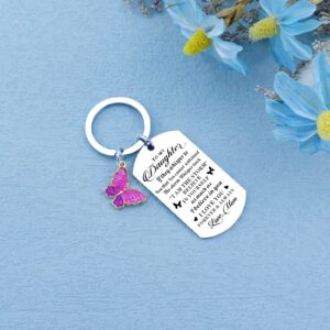 To My Daughter Keychain Daughter Gifts from Mom Birthday Gifts for Daughter Inspirational Gifts for Badass Daughter Back to School Teen Girls Accessories