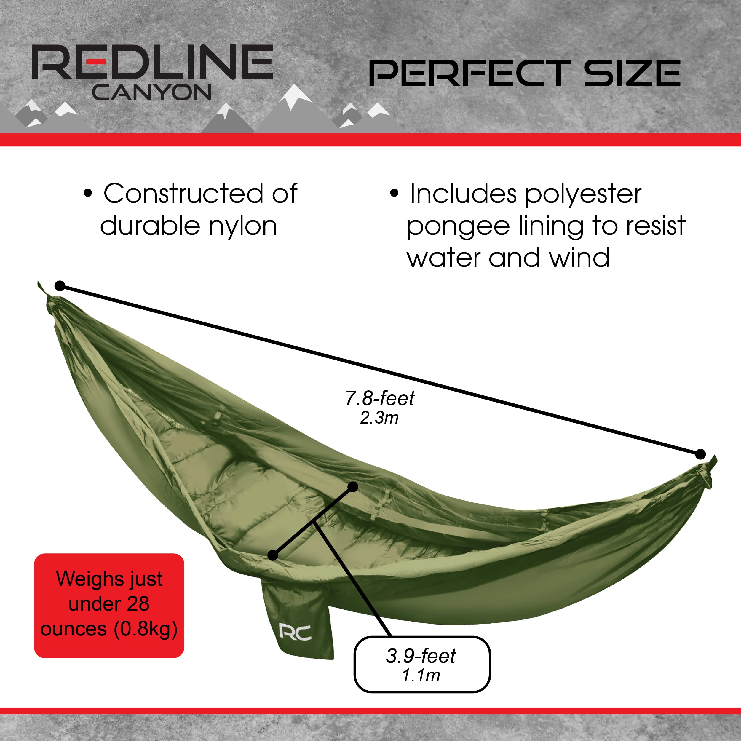 Redline Canyon Sleeping Bag Travel Hammock with Mosquito Net - Lightweight Sleeping Bags for Adults Warm Weather Camp Tree Hammock