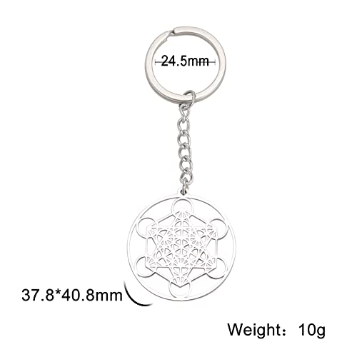 Angel Seal Archangel Metatron Keychain Holder Stainless Steel Geometric Solomon Keyring Amulet Car Key Chains Gift 2022 (Color: Style A)