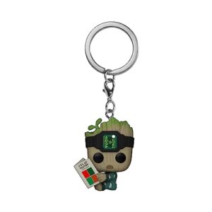 funko pop! keychain: marvel - i am groot, groot in onesie with book