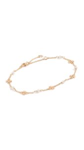 tory burch women's kira pearl delicate chain bracelet, tory gold/pearl, one size