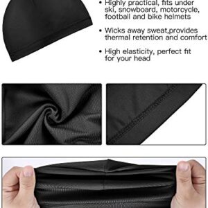 Boao 6 Pieces Skull Caps Helmet Liner Sweat Wicking Cap Running Hats Cycling Skull Caps for Men Women (Black, X-Large)