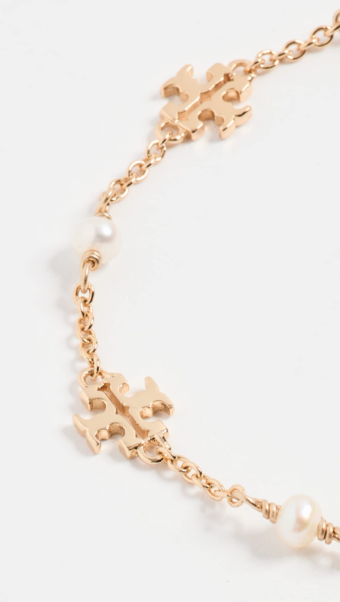 Tory Burch Women's Kira Pearl Delicate Chain Bracelet, Tory Gold/Pearl, One Size