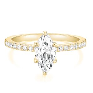 tigrade 2ct engagement ring for women marquise cut cubic zirconia wedding band cz promise anniversary ring size 3-12, gold, size 5.5