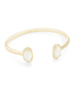 kendra scott elton bracelet in 14k gold-plated brass, fashion jewelry for women, white opal