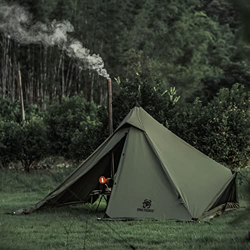 OneTigris Conifer Canvas Tent with Stove Jack, Teepee Hot Tent with Snow Skirt for Tent Stove Winter Camping