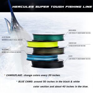 HERCULES Super Tough Braided Fishing Line 30 pounds Test Black 30LB (300 Yards) - 4 Strands