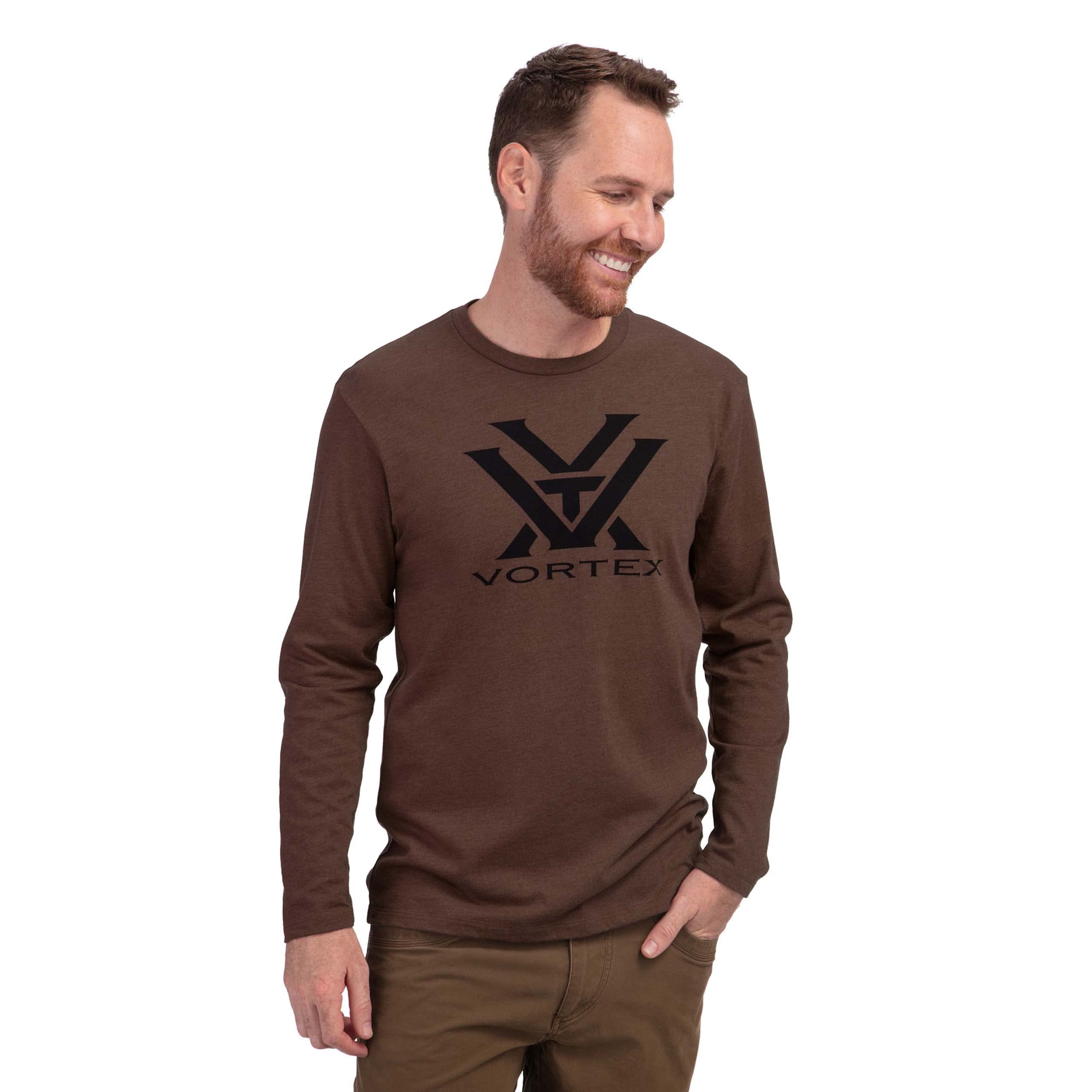 Vortex Optics Core Logo Long Sleeve Shirts (Brown Heather, X-Large)