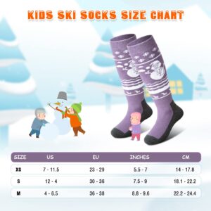 Pecube Kids Ski Socks 3 pairs Thermal Thick OTC Snow Socks for Boys Girls Toddler Skiing Snowboard Skating Winter Sports