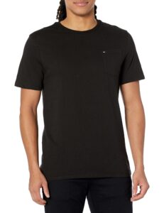 tommy hilfiger mens essential short sleeve cotton crewneck pocket t-shirt, dark sable, large us