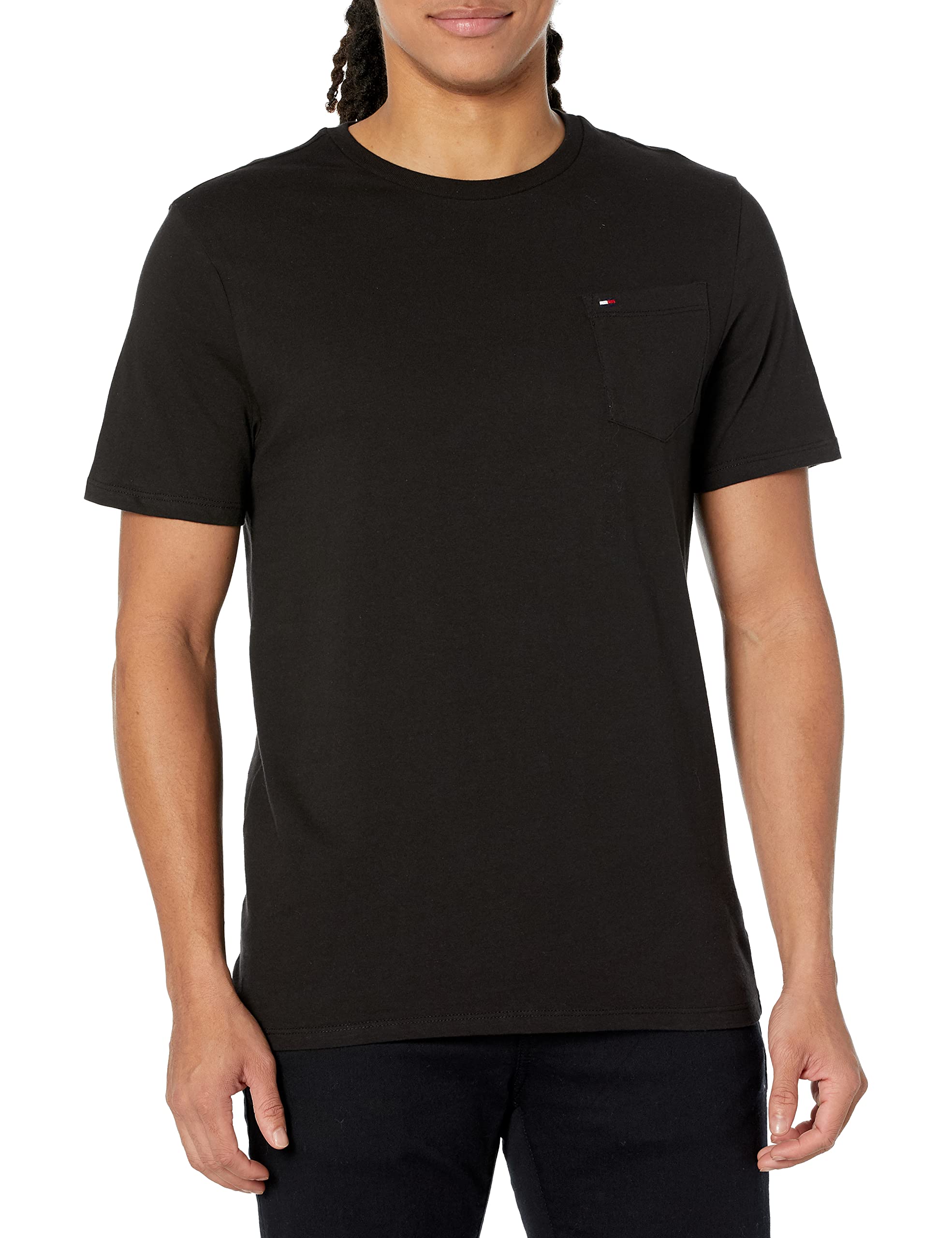 Tommy Hilfiger Mens Essential Short Sleeve Cotton Crewneck Pocket T-Shirt, Dark Sable, Large US