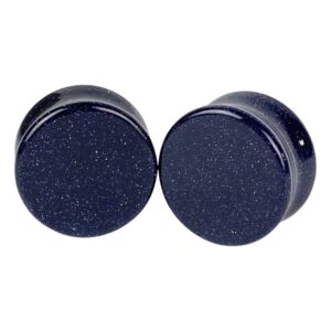 pair of blue sand stone stone double flare plugs (stn-711) (3/4" (19mm))