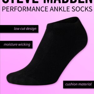 Steve Madden Women's Socks - 10 Pack Performance Cushion Low Cut Ankle Socks - Athletic Socks for Women, Size 5-10, Solid Black