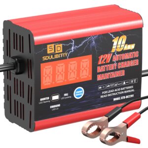 10a fully-automatic smart charger | 12v automotive car battery charger | trickle battery charger maintainer for car truck motorcycle lawn mower boat marine lead acid batteries